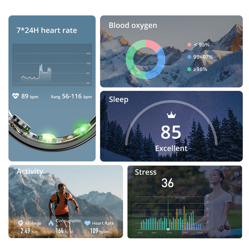 COLMi R09 Smart Ring - Heart Rate, Blood Oxygen Monitoring & Waterproof ...